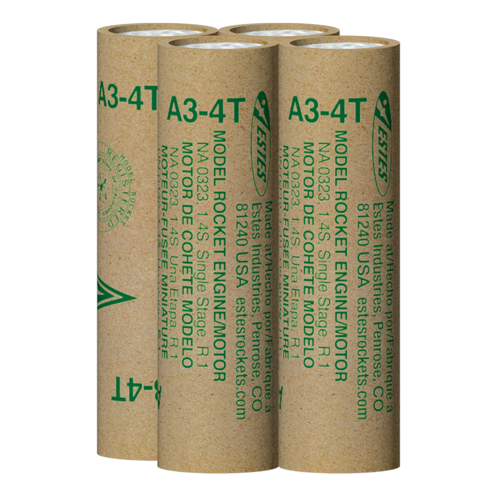 Estes A3-4T Mini Rocket Engines - Retail-Ready Packs for Hobby Shops ...